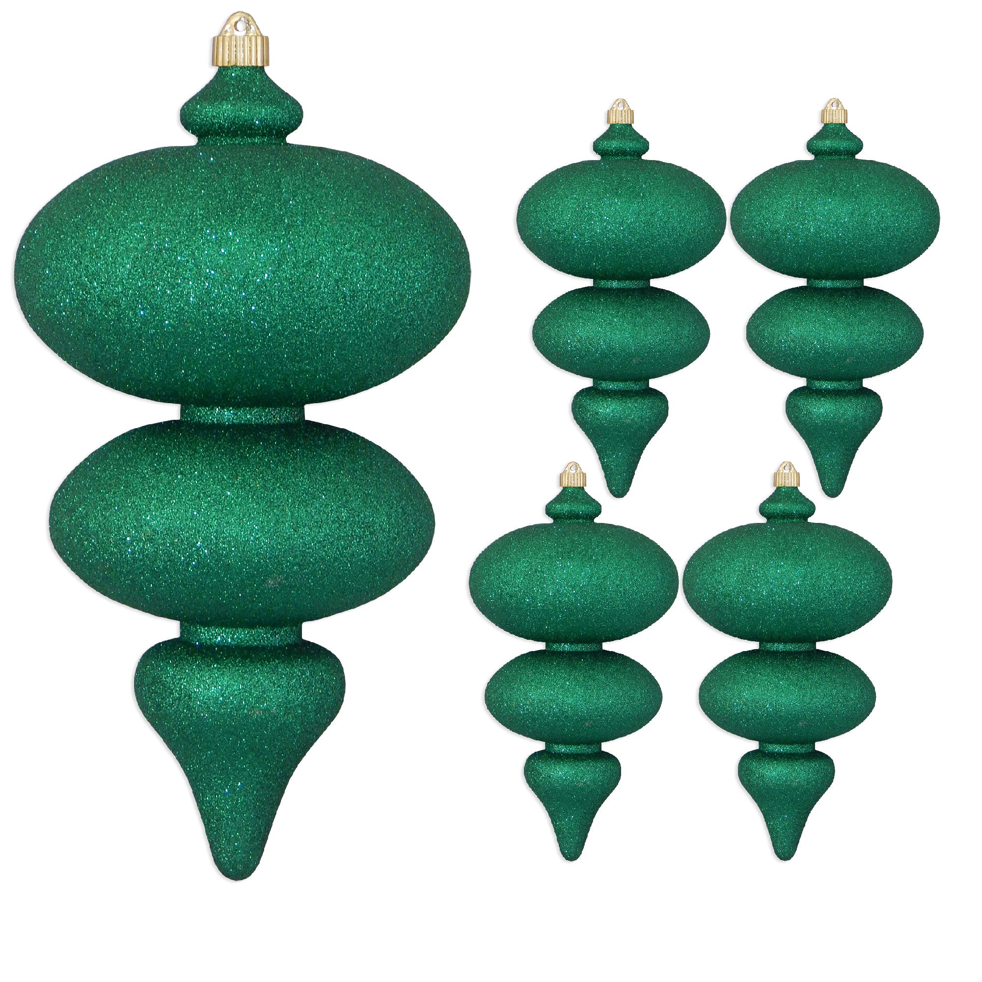 15" (380mm) Giant Commercial Shatterproof Finials, Emerald Glitter, Ca ...